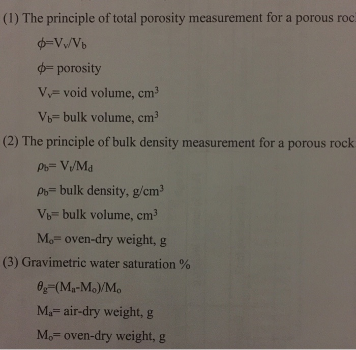 Solved Hydrogeology Calculate the total porosity ( | Chegg.com