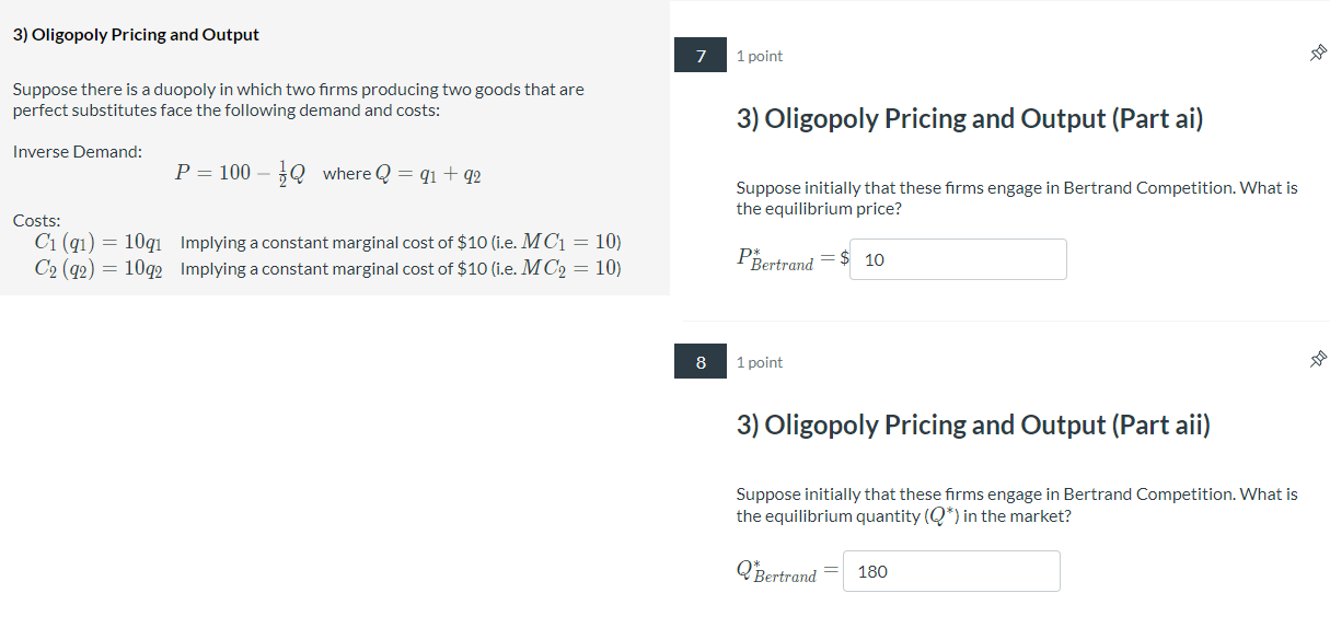 Solved 3) Oligopoly Pricing and Output Suppose there is a | Chegg.com