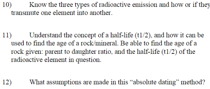 Solved 1) Be able to reconstruct the geologic history of an | Chegg.com