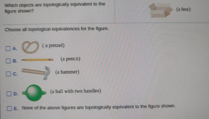 Solved Which objects are topologically equivalent to the | Chegg.com