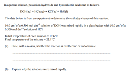 Solved In aqueous solution, potassium hydroxide and | Chegg.com