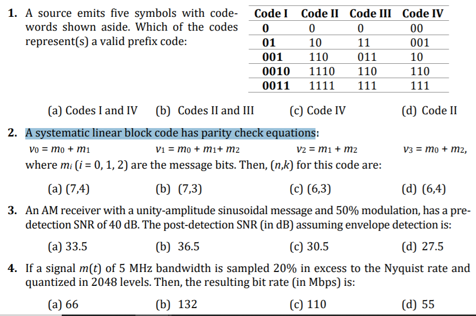Solved 1. A source emits five symbols with code- words shown | Chegg.com