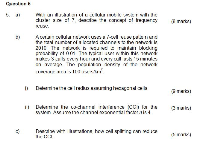 Question 5 5. a) With an illustration of a cellular | Chegg.com