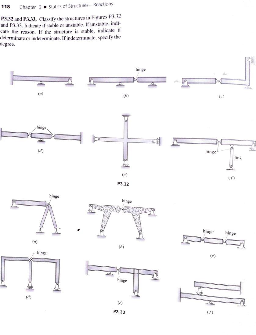 Solved 118 Chapter 3 Statics of Structures Reactions P3.32 | Chegg.com