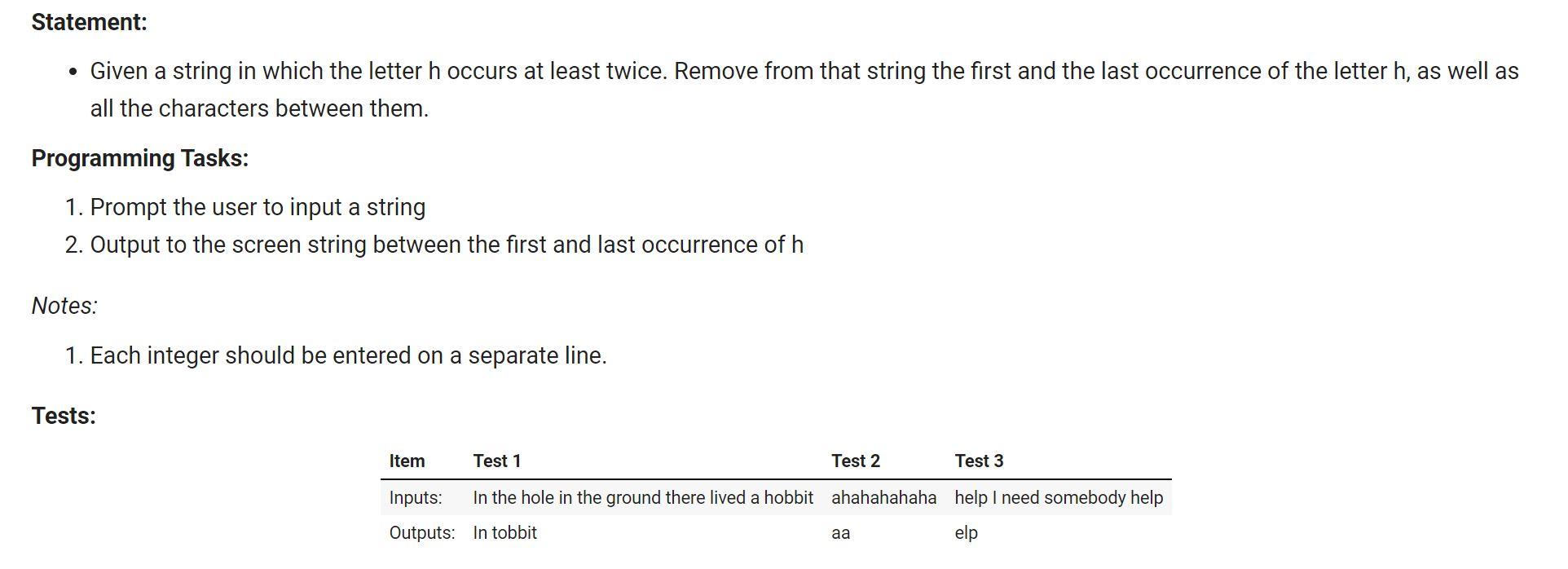 Solved Statement: • Given a string in which the letter h | Chegg.com