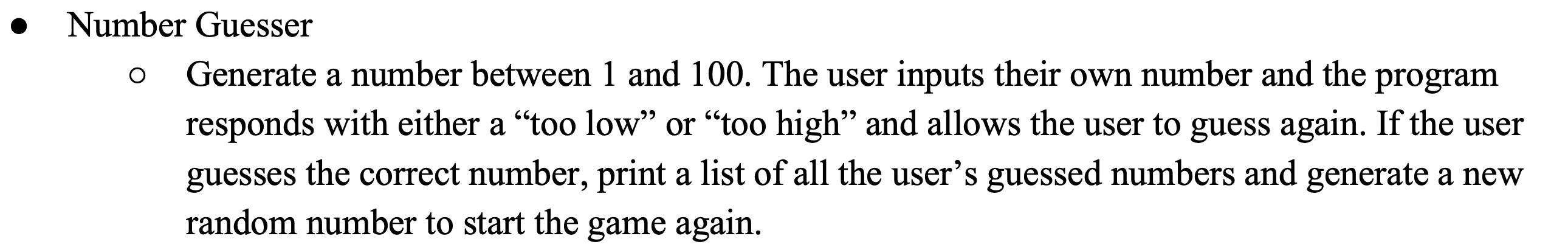 Solved Number Guesser - Generate a number between 1 and 100. | Chegg.com