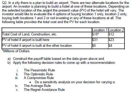 Solved Q2. In a city there is a plan to build an airport. | Chegg.com