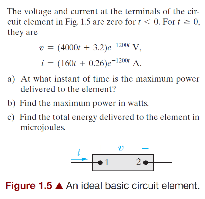 Solved The voltage and current at the terminals of the cir- | Chegg.com