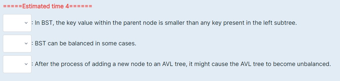 Solved ===== ﻿Estimated time 4=== ==: In BST, ﻿the key value | Chegg.com