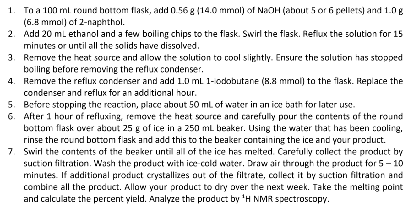 Solved 1. To a 100 mL round bottom flask, add 0.56 g (14.0 | Chegg.com