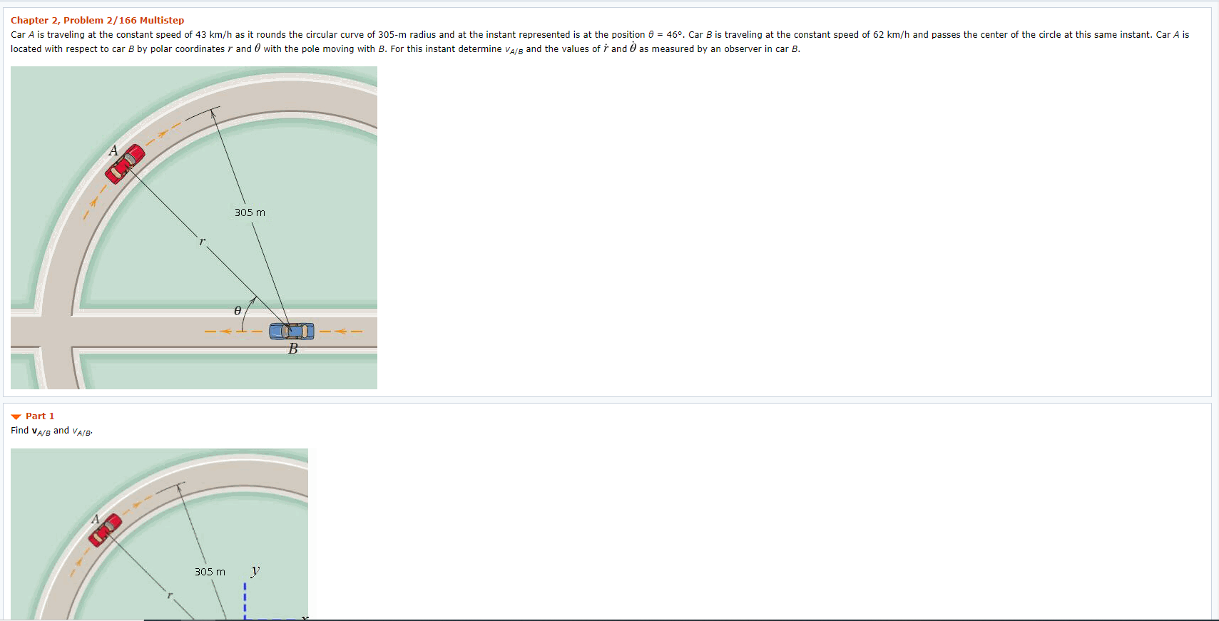 Solved Chapter 2, Problem 2/166 Multistep Car A is traveling | Chegg.com