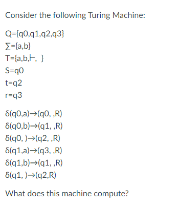 Solved Consider the following Turing Machine: | Chegg.com