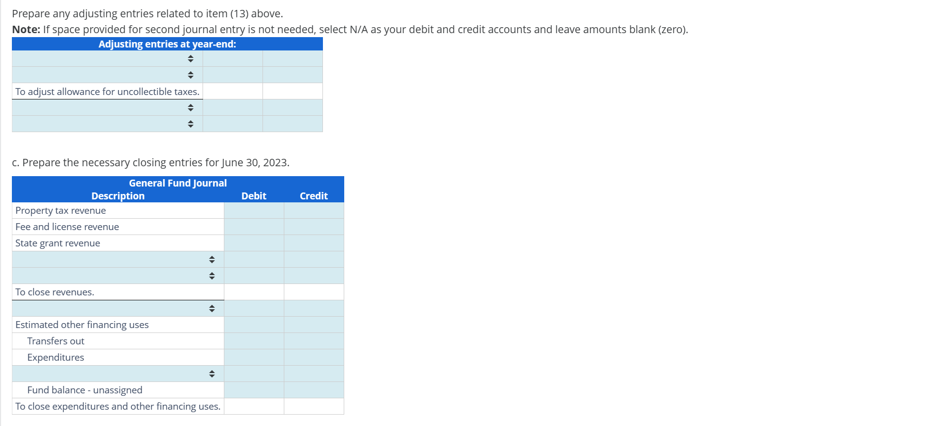 Solved General Fund - Entries and Financial Statements Below | Chegg.com