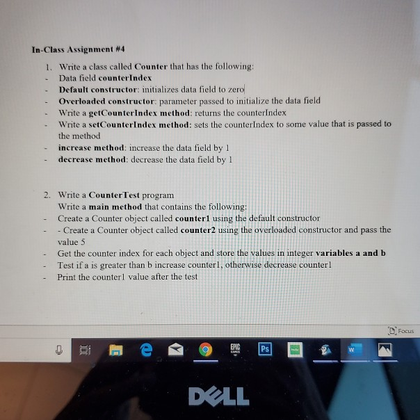 Solved In Class Assignment 4 1 Write A Class Called
