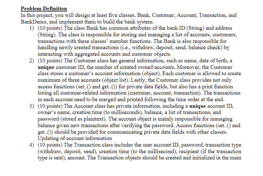 Solved Problem Definition In this project, you will design | Chegg.com
