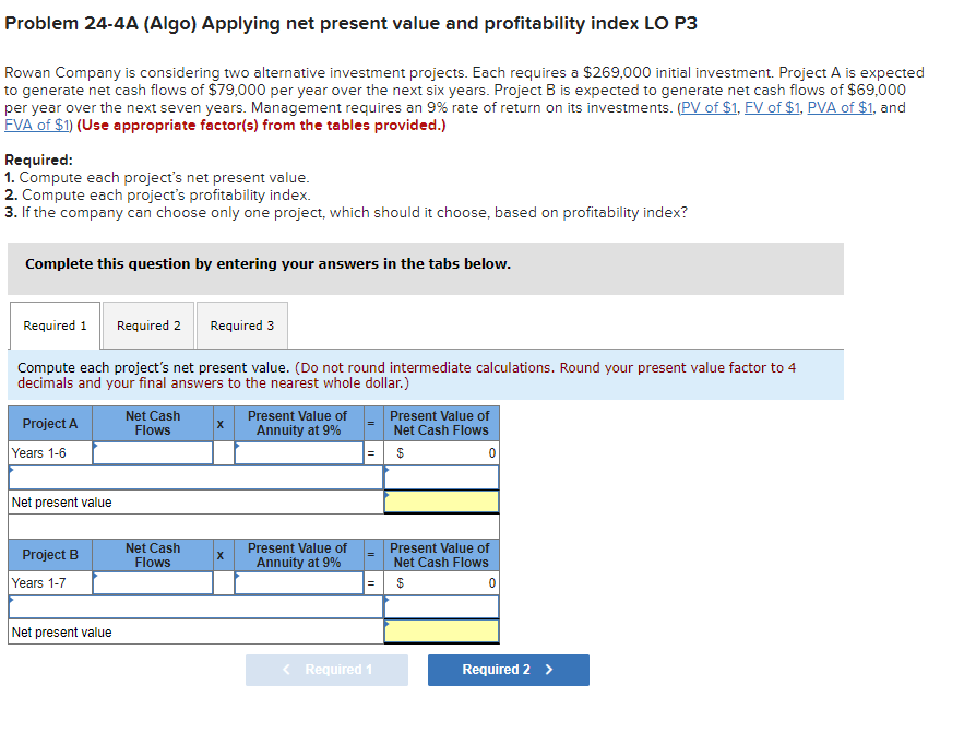 Solved Problem 24-4A (Algo) Applying net present value and | Chegg.com