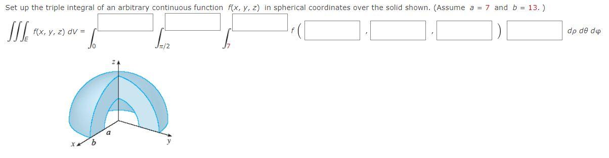 Solved Set up the triple integral of an arbitrary continuous | Chegg.com
