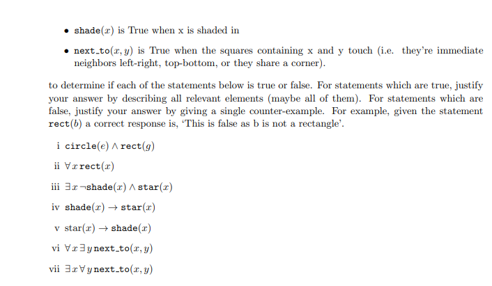 Solved Problem 7 [21 points (3 points each)]:Existential, | Chegg.com