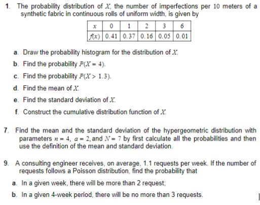 Solved 1. The probability distribution of X the number of | Chegg.com