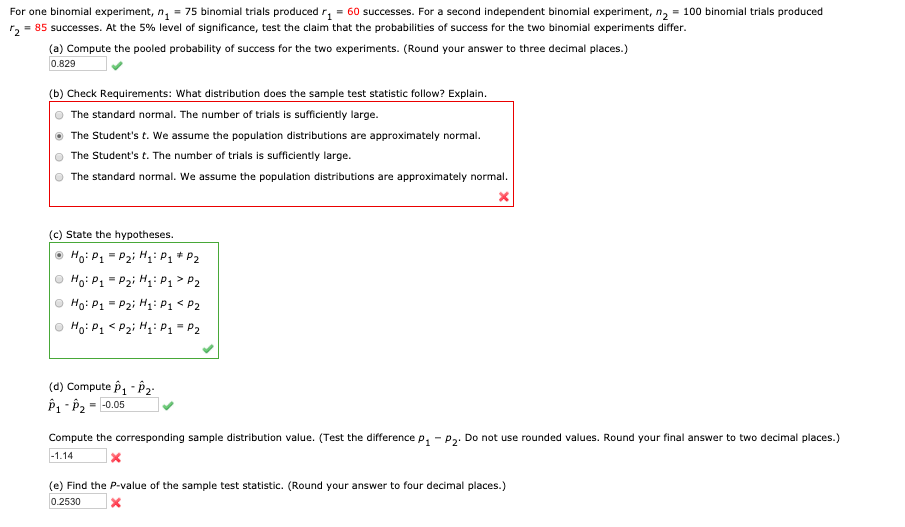 Solved For one binomial experiment, n = 75 binomial trials | Chegg.com