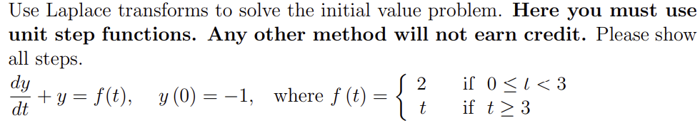 Solved Use Laplace transforms to solve the initial value | Chegg.com