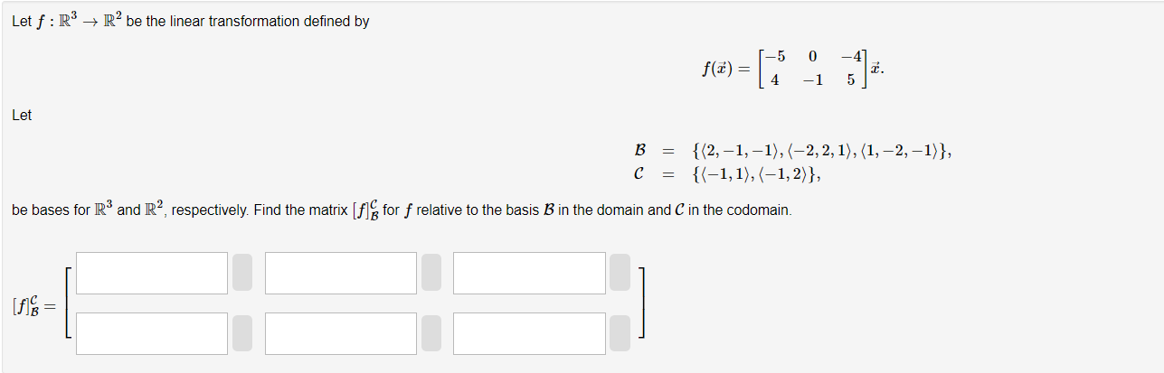 Solved Let f:R3→R2 be the linear transformation defined by | Chegg.com