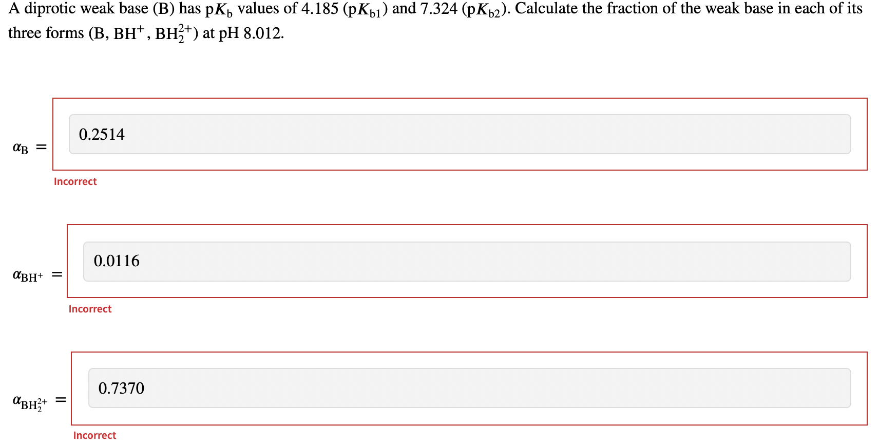 Solved A diprotic weak base (B) has pKy values of 4.185 | Chegg.com