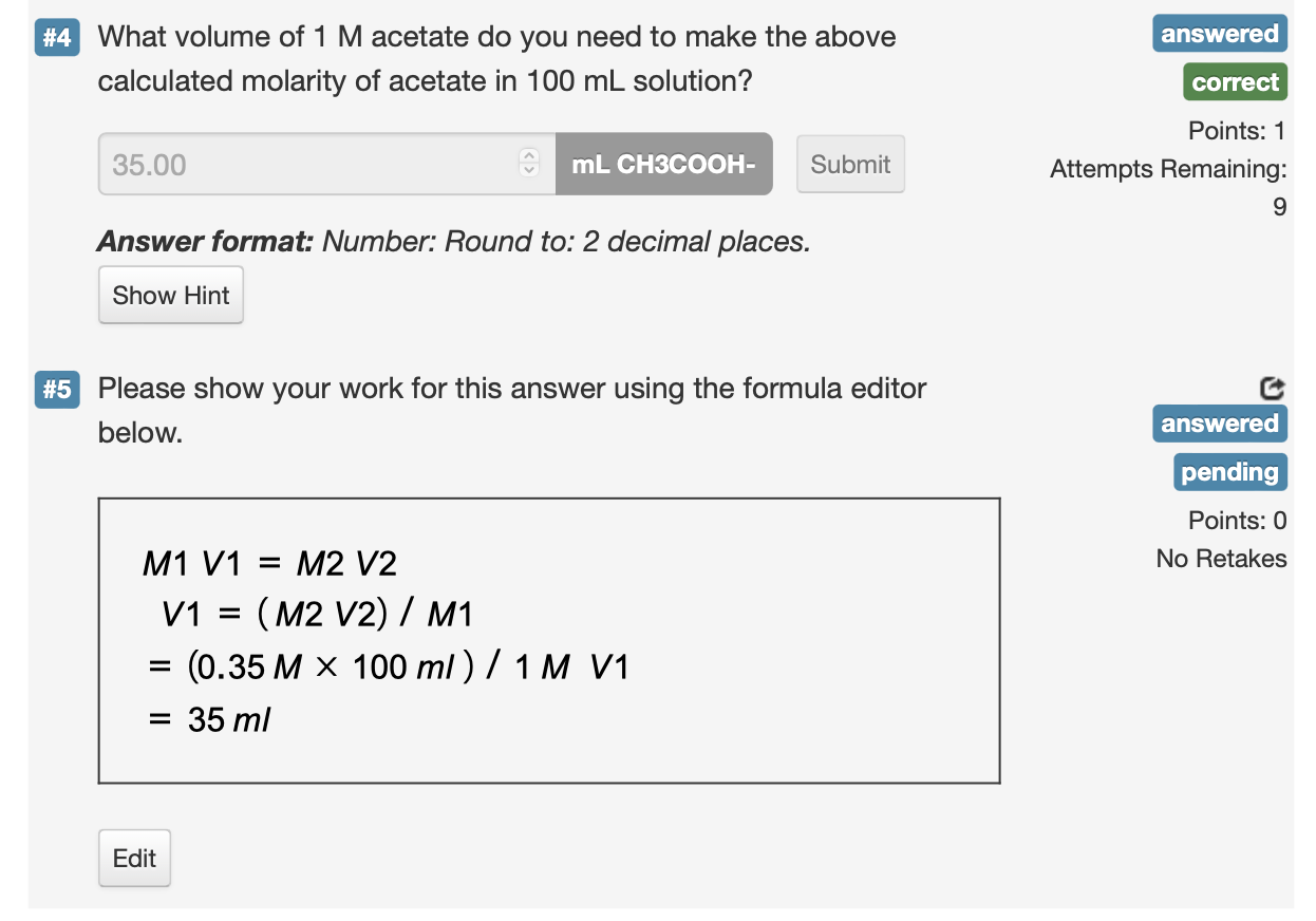 Solved #13 Using equation 4, calculate the buffer capacity | Chegg.com