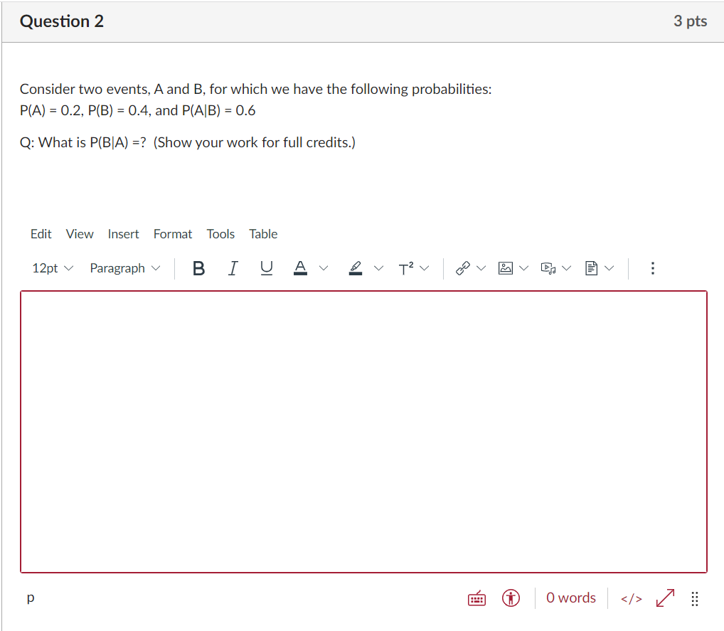 Solved Consider two events, A and B, for which we have the | Chegg.com