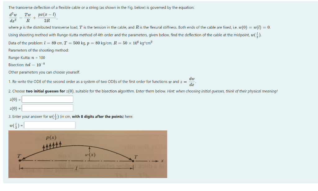 Solved The transverse deflection of a flexible cable or a | Chegg.com