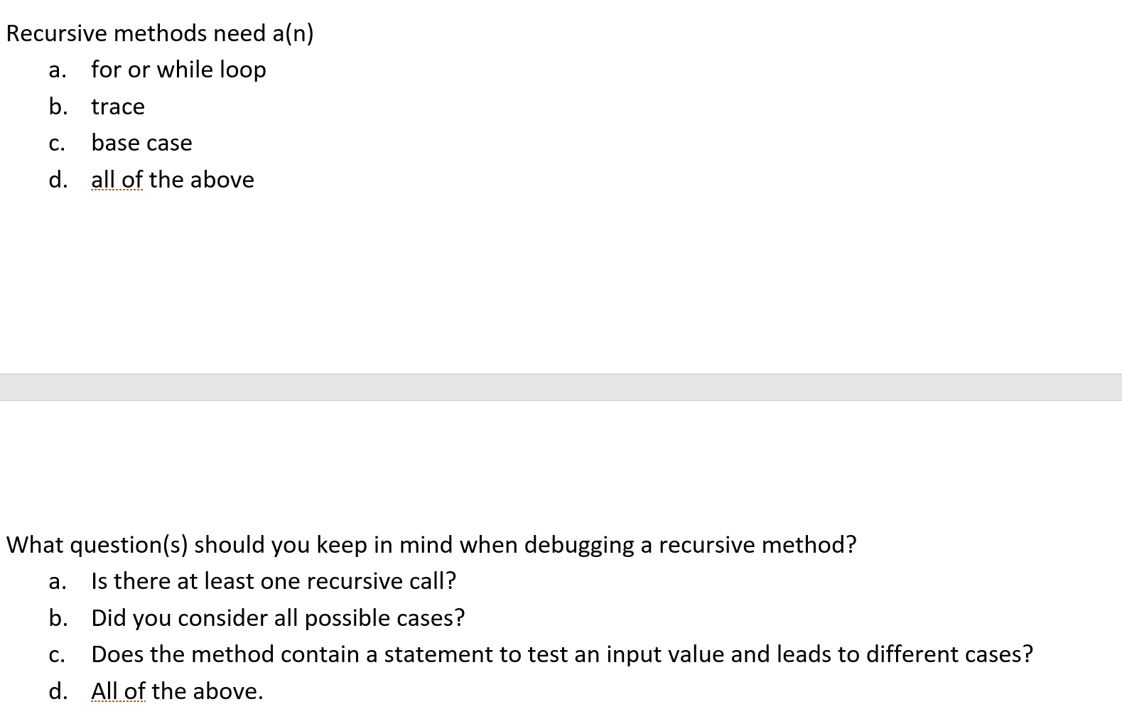 Solved The Condition When A Recursive Method Does Not 