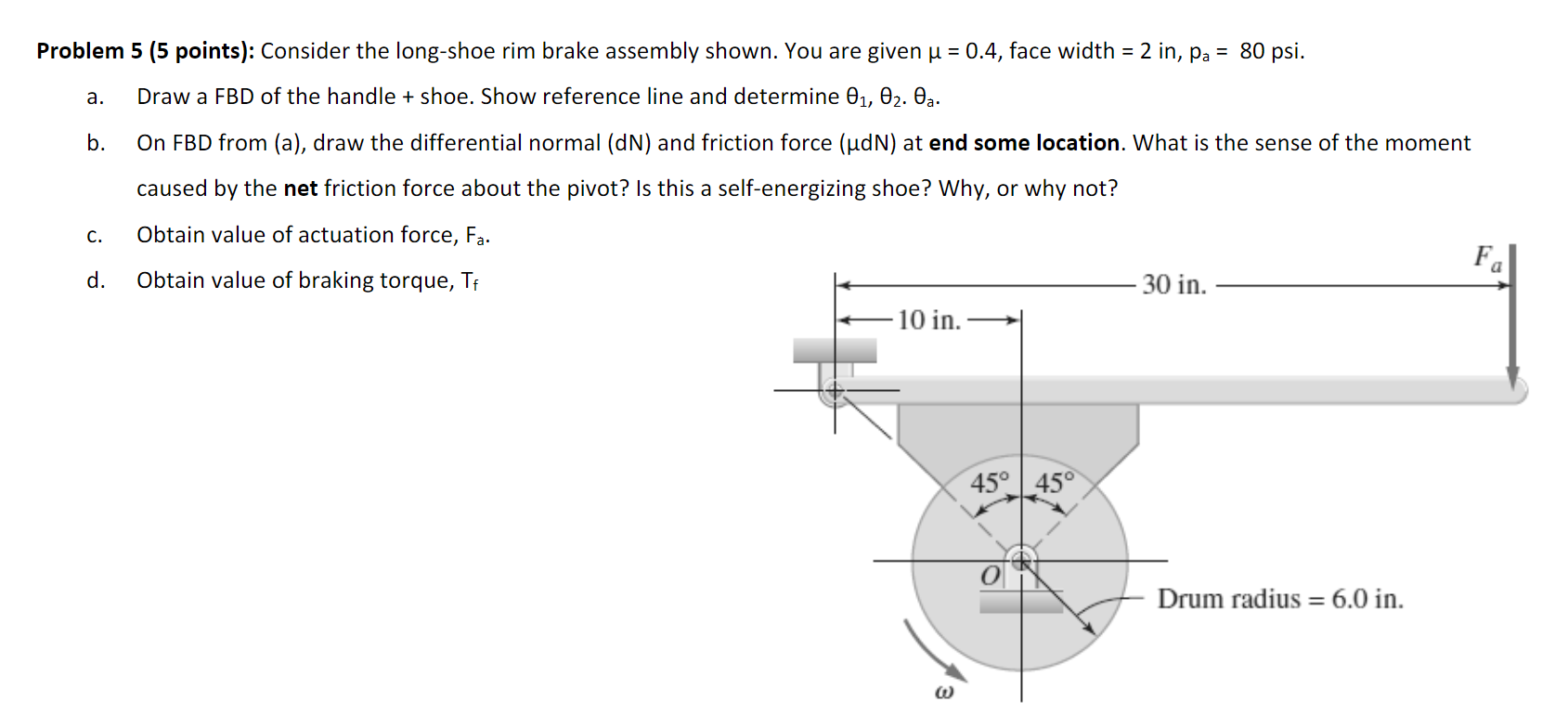 Solved Consider the long-shoe rim brake assembly shown. You | Chegg.com