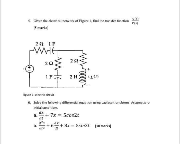 Solved 5. Given the electrical network of Figure I, find the | Chegg.com
