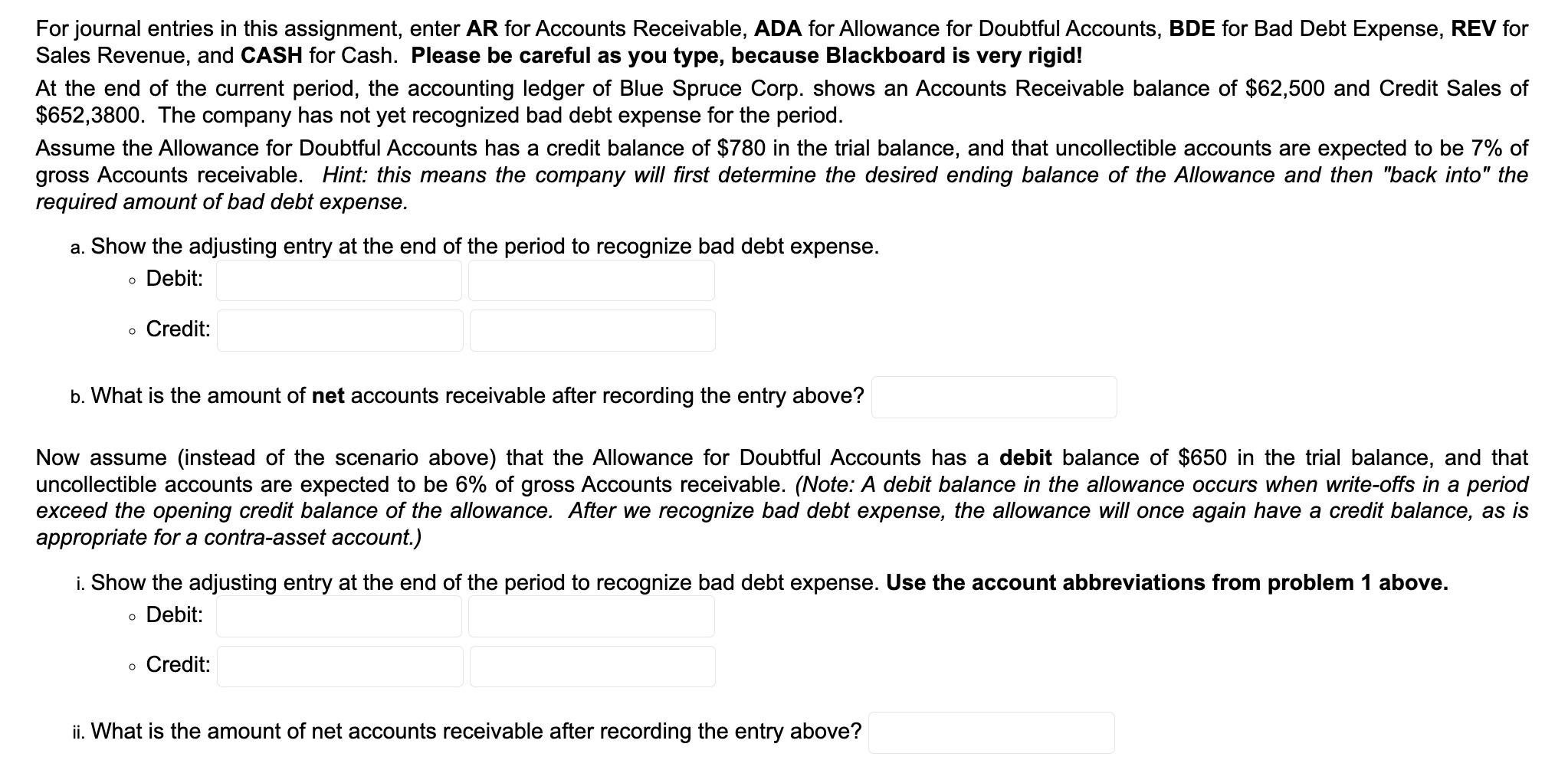 Solved For journal entries in this assignment, enter AR for | Chegg.com