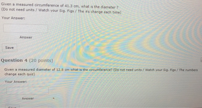 Solved Given a measured circumference of 41.3 cm, what is | Chegg.com