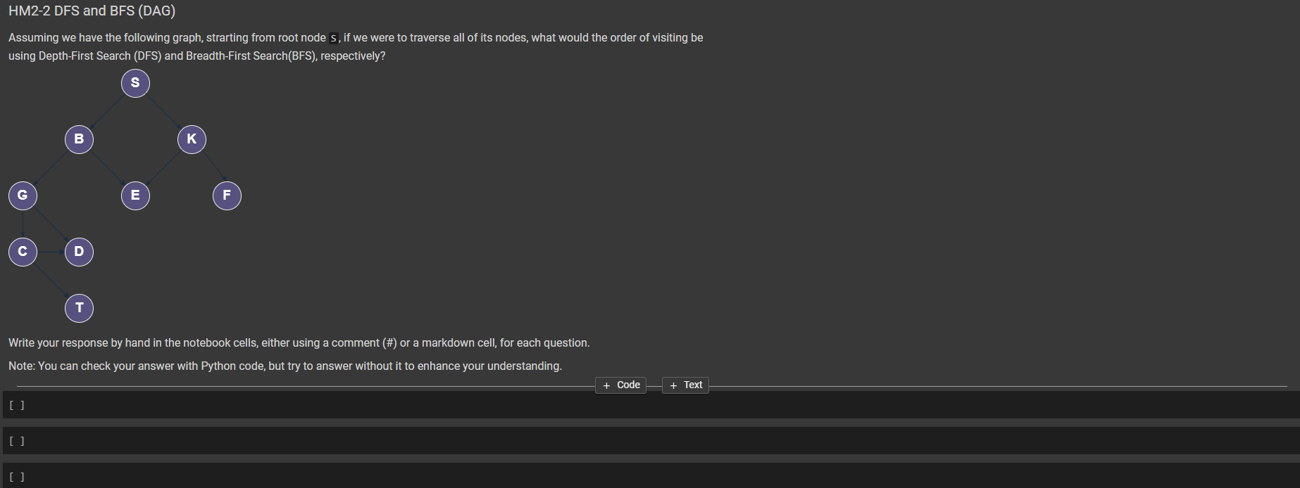 Solved ### HM2-2 DFS and BFS (DAG)Assuming we have the | Chegg.com