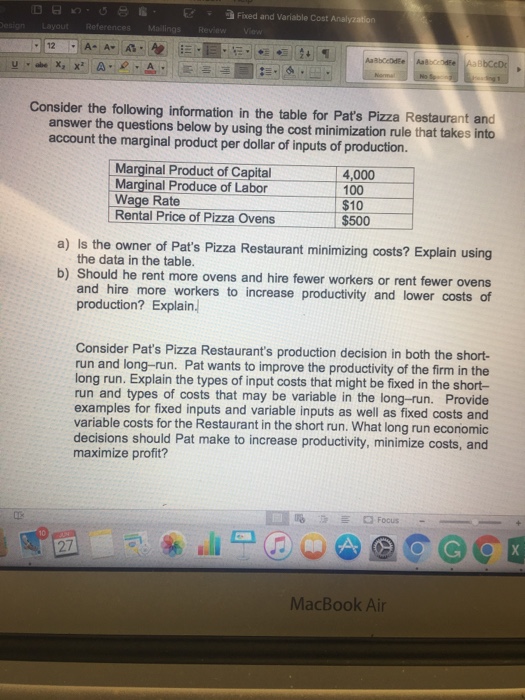 Solved Fixed and Variable Cost Analyzation 12A-AA Consider | Chegg.com