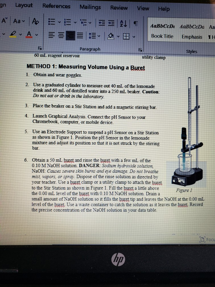 Lemonade Citric acid solution Concentration of NaOH M | Chegg.com