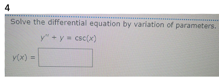 Solved Solve the differential equation by variation of | Chegg.com Solved Solve the differential equation by variation of | Chegg.com
