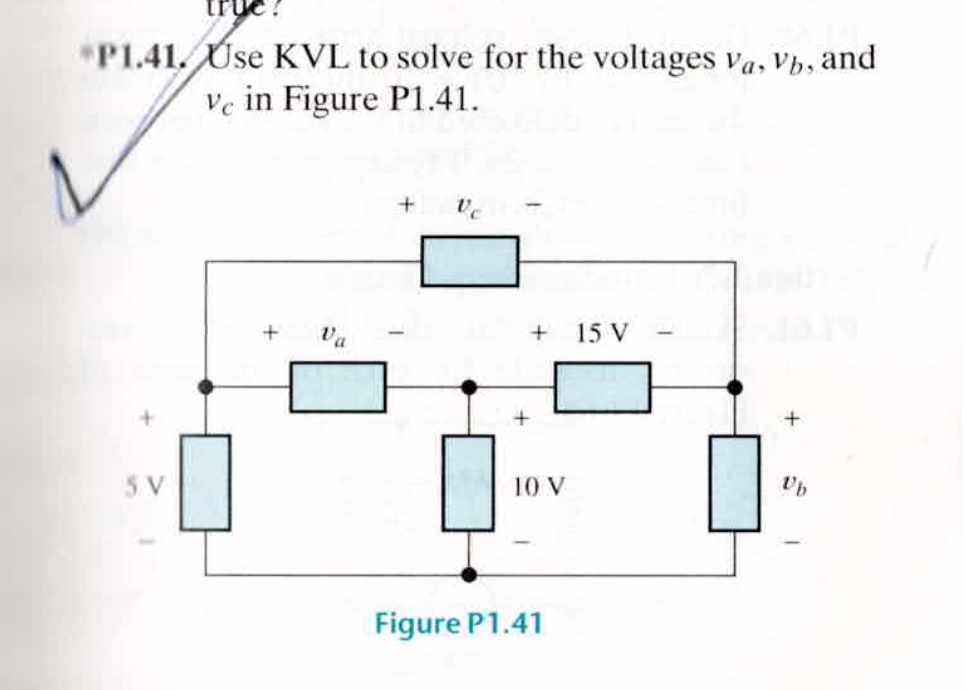 Solved Use KVL to solve for the voltages va,vb, and vc in | Chegg.com