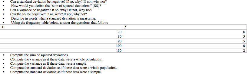 Can a standard deviation be negative? If so, why? If | Chegg.com