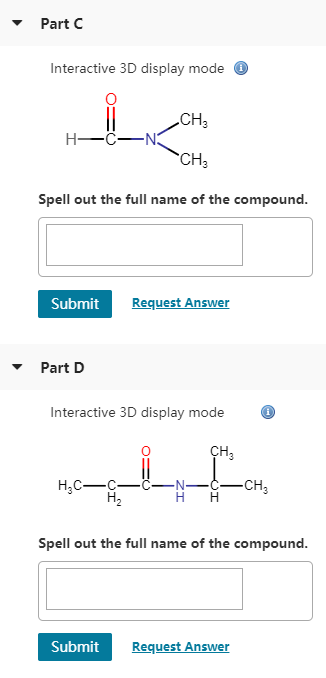 Solved Part C Interactive 3D display mode CH3 H- C- N -CH₂ | Chegg.com