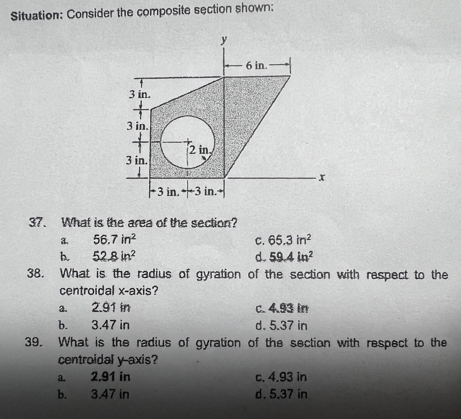 Solved Situation: Consider the composite section shown: 37. | Chegg.com