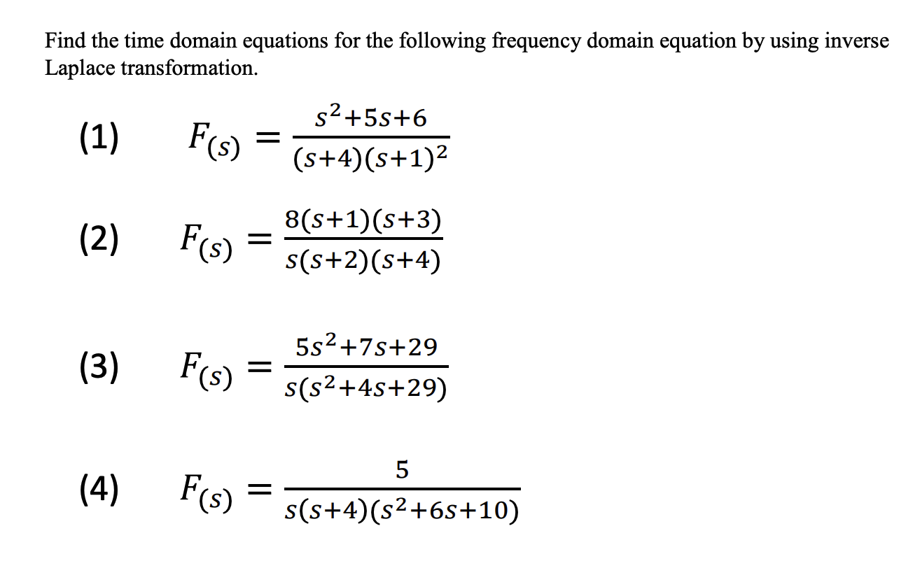 Solved Find the time domain equations for the following | Chegg.com
