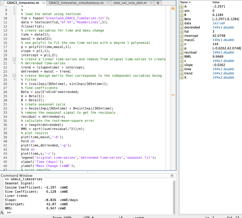 Solved On Matlab: In order to take the long term trend and | Chegg.com