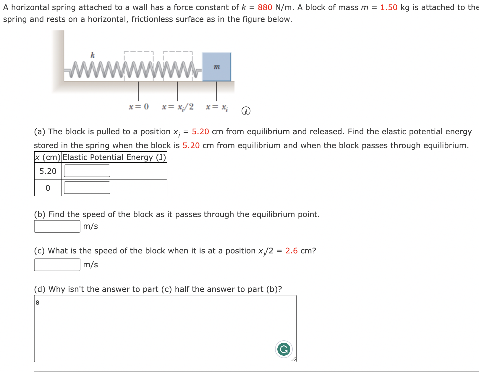 Solved horizontal spring attached to a wall has a force | Chegg.com