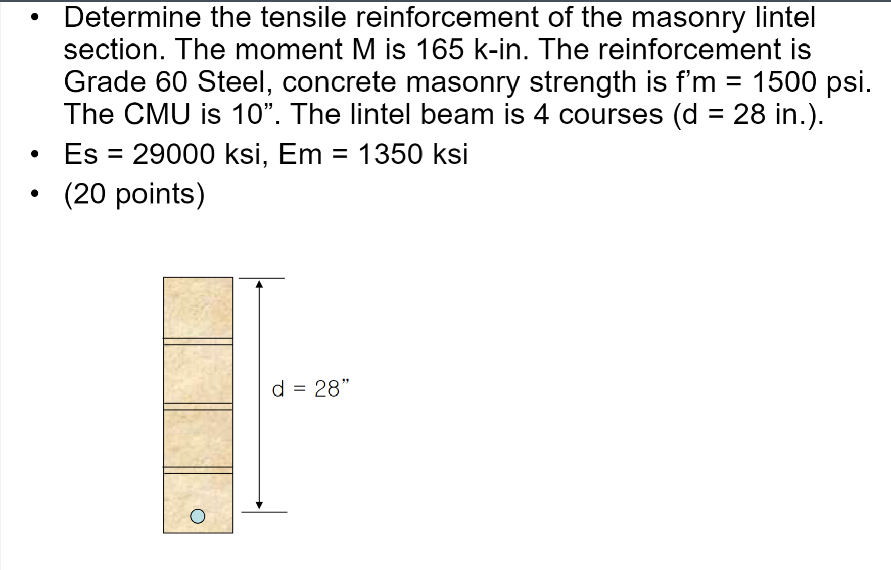 Solved Determine the tensile reinforcement of the masonry | Chegg.com