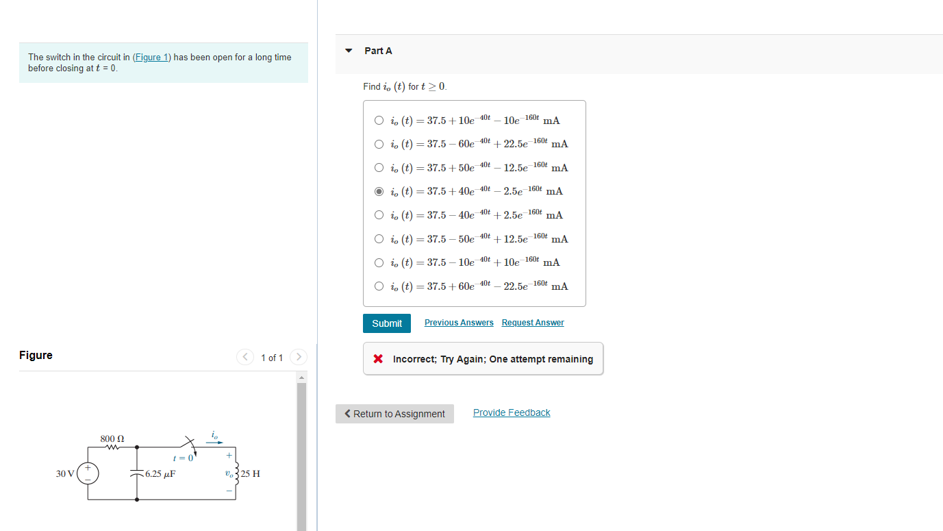 Solved The switch in the circuit in (Figure 1) has been open | Chegg.com