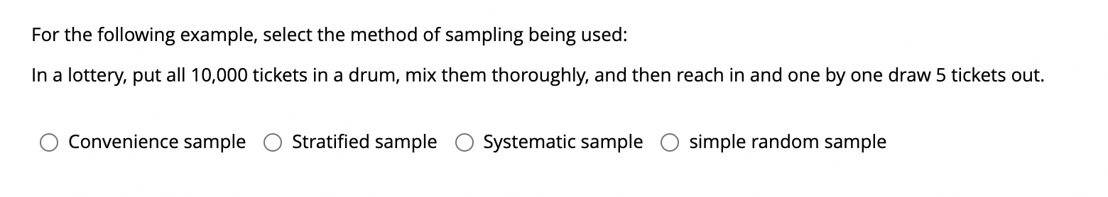 Solved For the following example, select the method of | Chegg.com