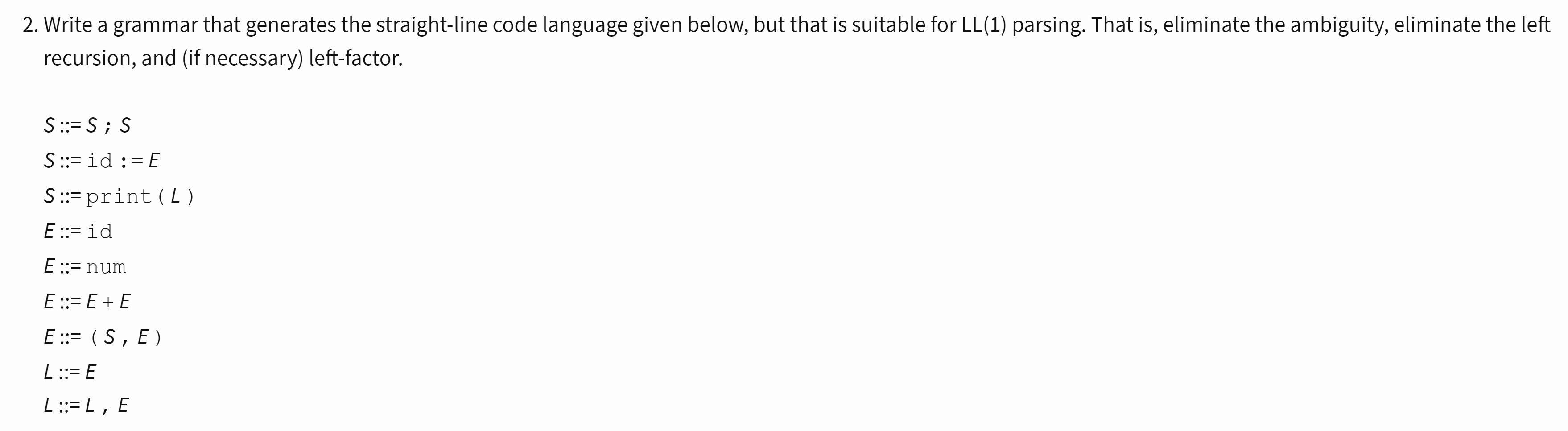 Solved 2. Write a grammar that generates the straight-line | Chegg.com